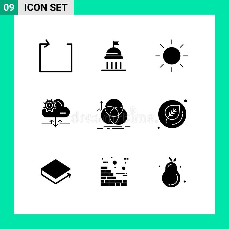 9 Universal Solid Glyph Signs Symbols of Geometry, Alignment, Sun ...