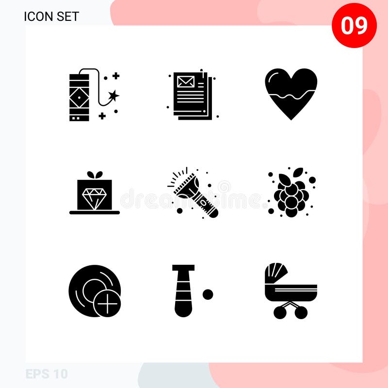 9 Universal Solid Glyph Signs Symbols of Light, Rate, Biology, Price ...