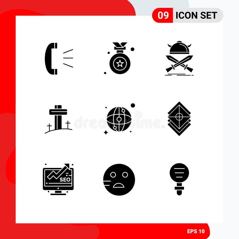 9 Universal Solid Glyph Signs Symbols of Map, Easter, Emblem, Cross ...