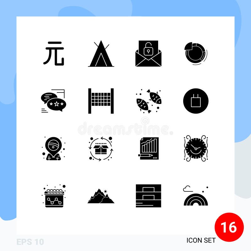 16 Universal Solid Glyph Signs Symbols of Messages, Communication ...