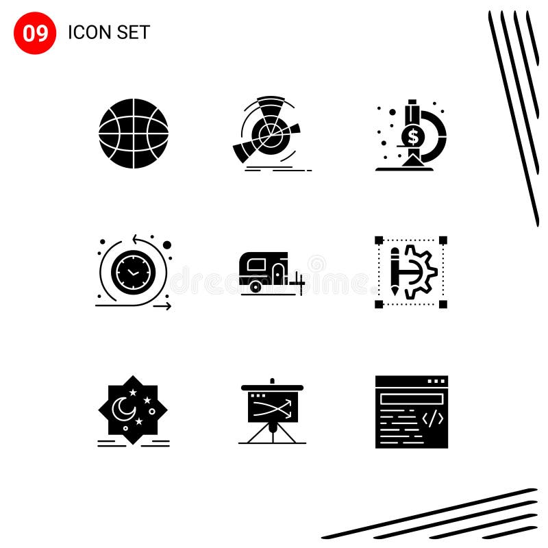 Solid Glyph Pack of 9 Universal Symbols of Spring, Car, Laboratory ...