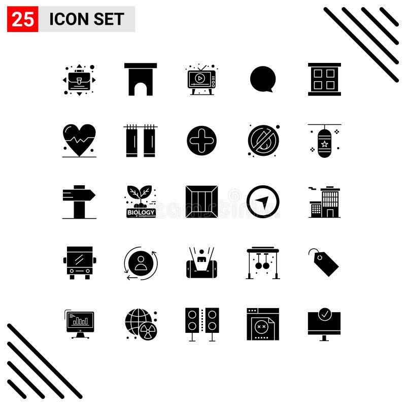 25 Thematic Vector Solid Glyphs and Editable Symbols of Window ...