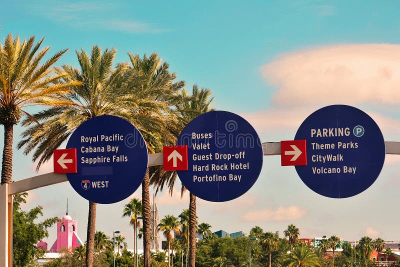 Universal Studios Theme Parks Signs, Whith Cloudy Blue Sky. Editorial ...