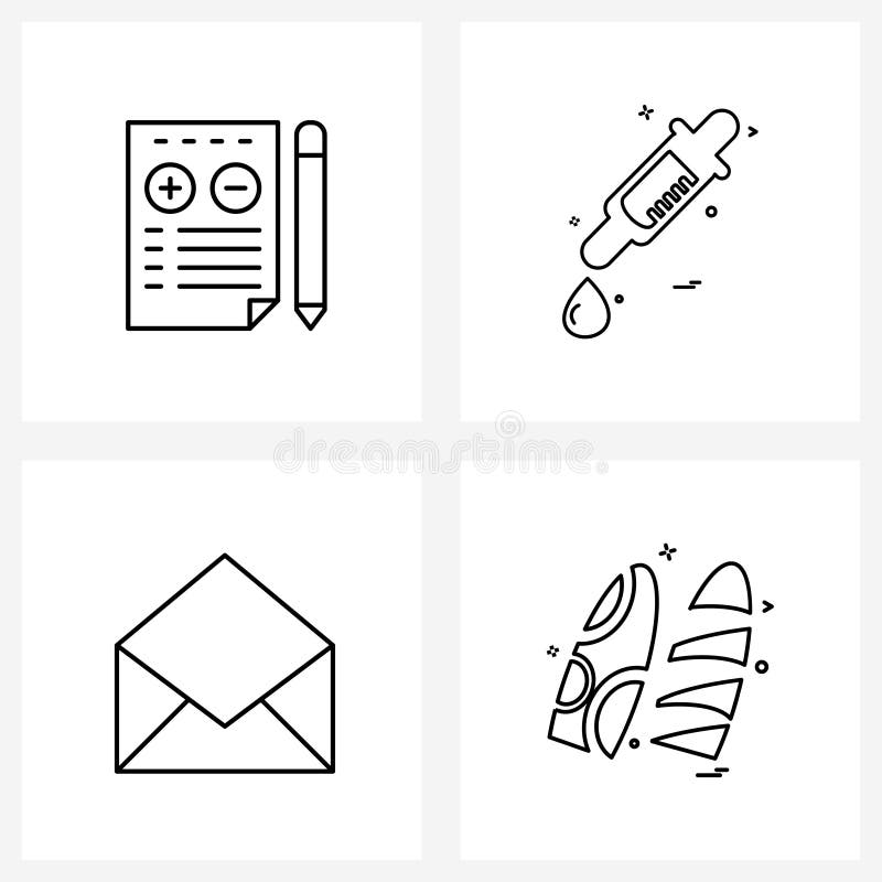 Universal Symbols of 4 Modern Line Icons of Check, Chat, List, Drop ... Universal Symbols of 4 Modern Line Icons of Check, Chat, List, Drop ...