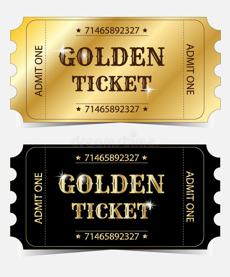 Universal Ticket, Gold and Black Color Stock Vector - Illustration of ...