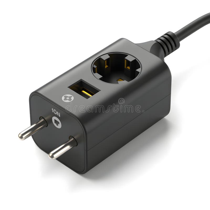 Universal Travel Adapter Plug with Multiple Sockets on White Stock ...