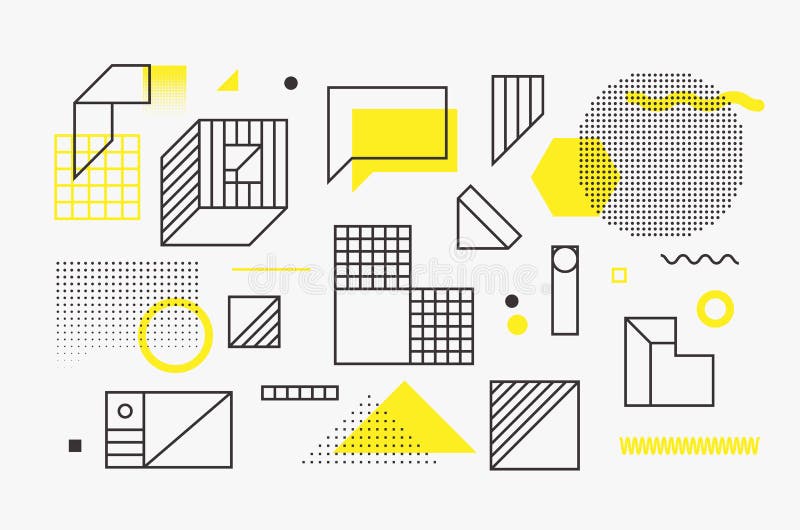 Universal Trend Linear Geometric Shapes Set with Halftone Elements ...