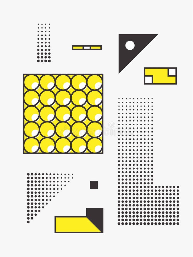 Universal Trend Poster. Linear Geometric Shapes Set with Halftone ...