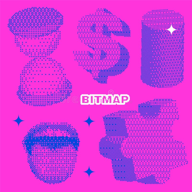 Universal Trendy Pixel Textured Geometric Bright Bold 3d Shapes Set ...