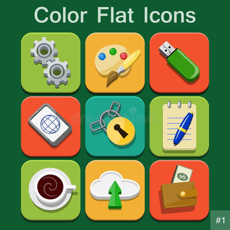 Universal Vector Color Flat Icons Stock Vector - Illustration of flat ...