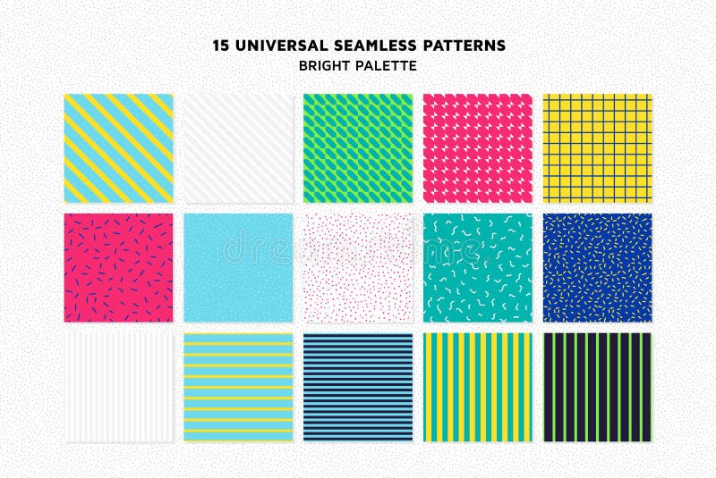 Universal Vector Seamless Patterns Set of Simple Elements Stock Vector ...