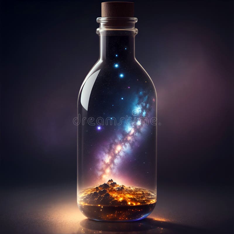 Universe in a Bottle, Glass Bottle with Galaxy Inside, Stars Planets ...