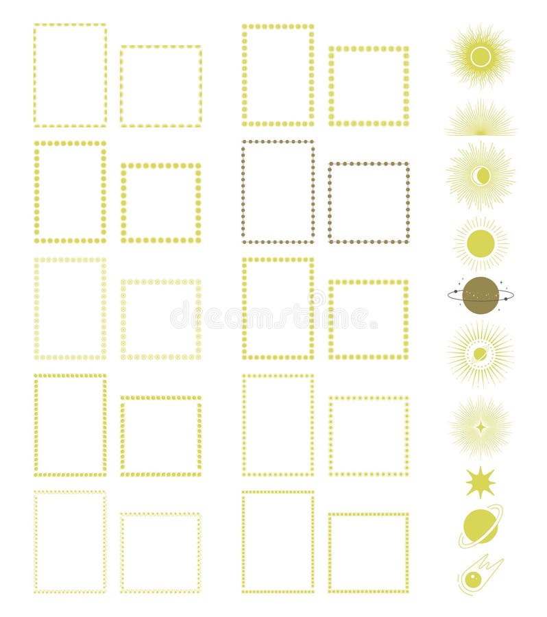 Universe Elements Frame Collection. Bright Heavenly Childish Fantasy ...
