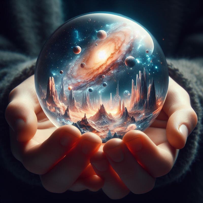 Universe Held in the Hand by People. Universe Creation Concept Stock ...