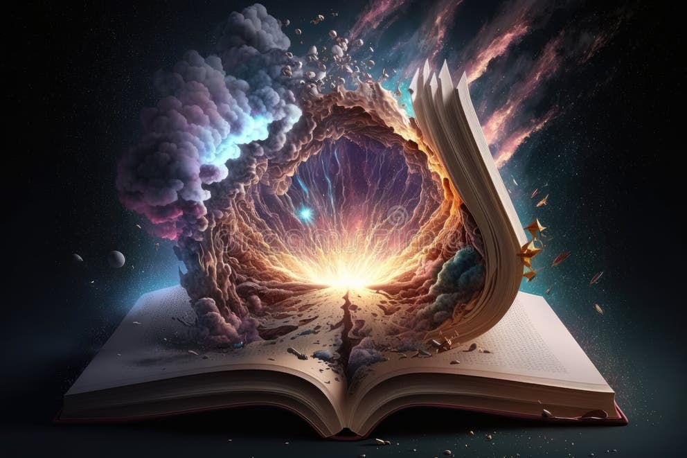 A Universe of Knowledge Inside a Book. Generative AI Stock Illustration - Illustration of ...