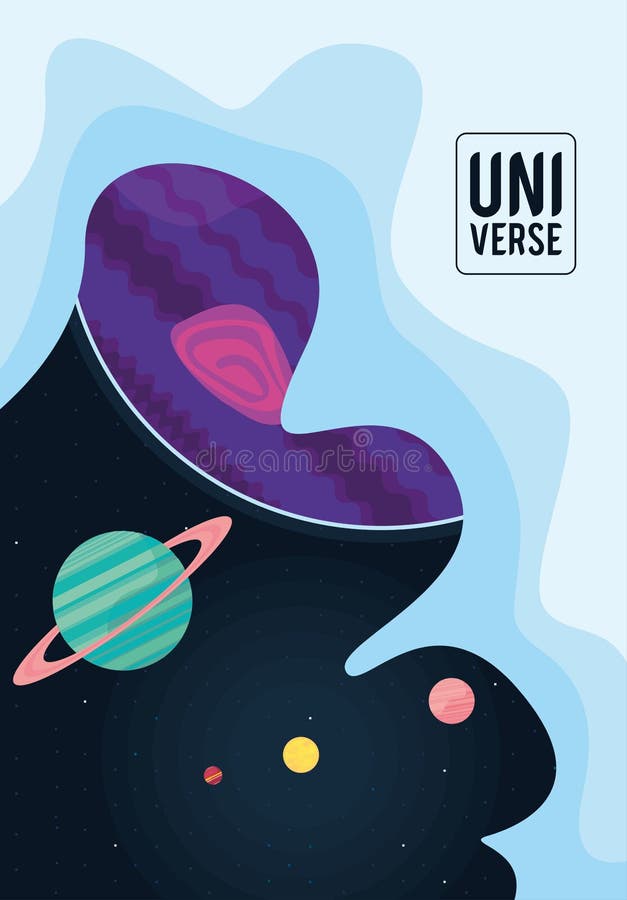 Universe Lettering with Planets Stock Vector - Illustration of outer ...