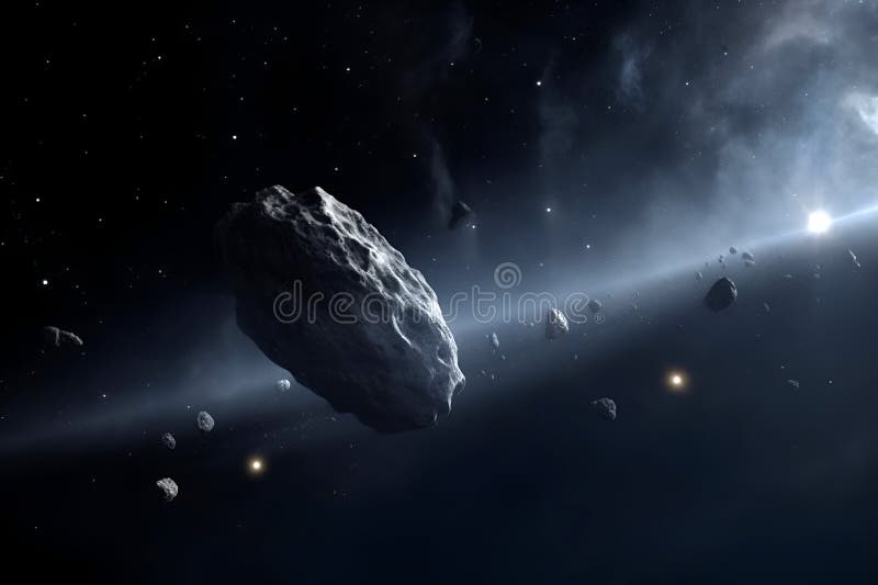 Universe Scene with Asteroid in Outer Space. AI Generated Stock ...