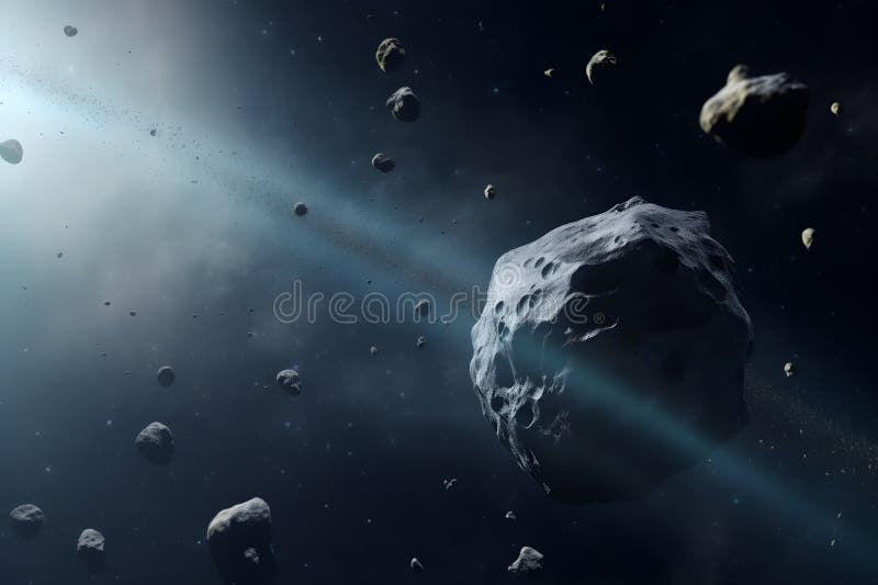 Universe Scene with Asteroid in Outer Space. Generative AI Stock ...