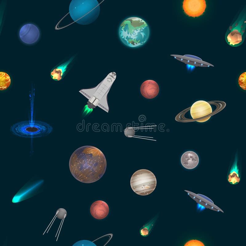 Universe Seamless Pattern with Cosmic Elements Stock Vector ...