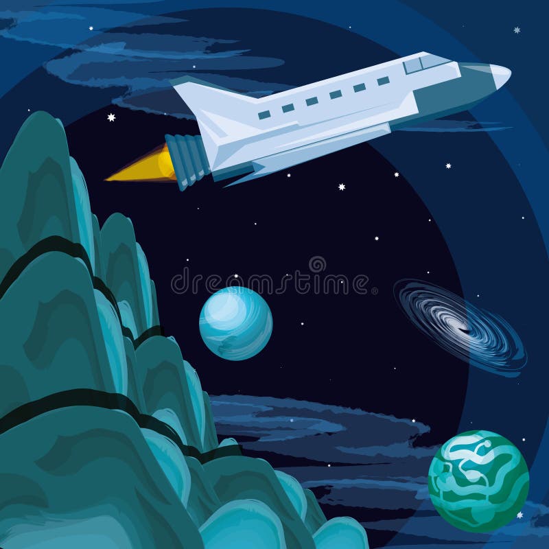 Universe and Space Rocket Flying Stock Illustration - Illustration of ...