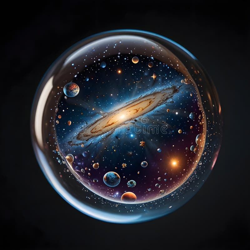 Universe within a Sphere: Galactic Encapsulation Stock Illustration ...