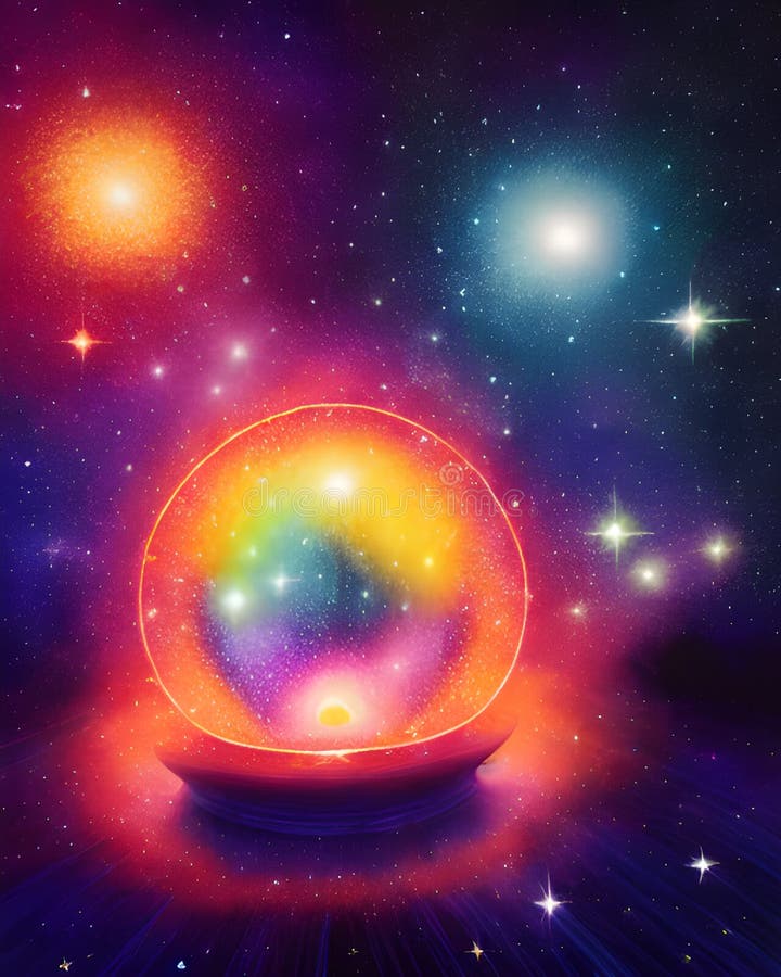 A universe in a sphere stock illustration. Illustration of stars ...