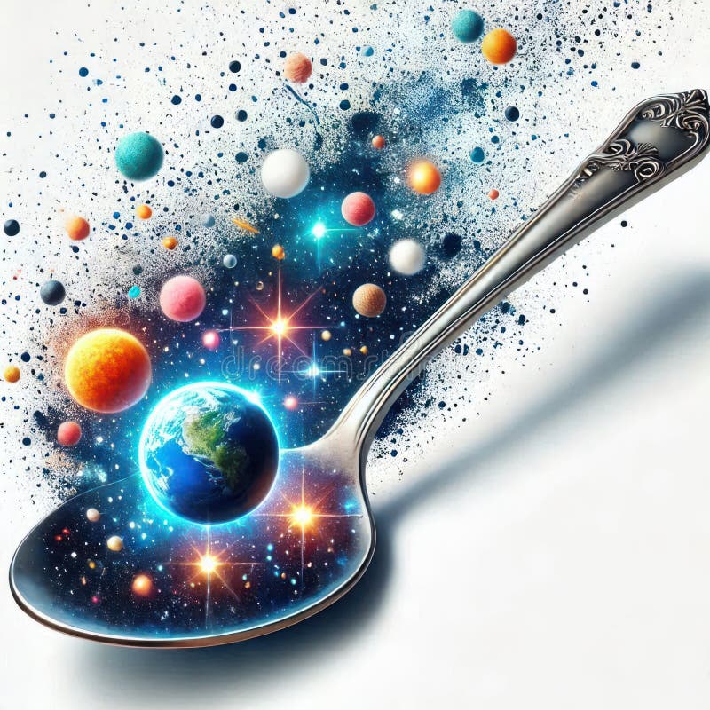 The Universe on a Spoon, a Miniature Space. Space for Text. Stock Photo ...