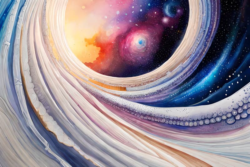 Universe, Watercolor, White Background and Cartoon Style Stock ...