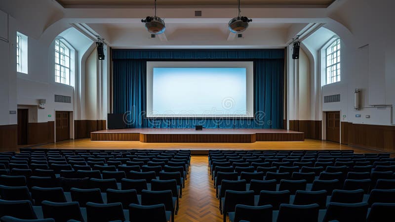 A University Auditorium with a Large Screen on the Wall Stock ...