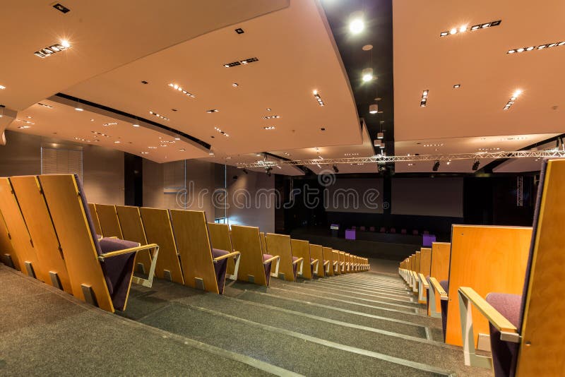 University Aula with Rows of Chairs Stock Image - Image of equipment ...