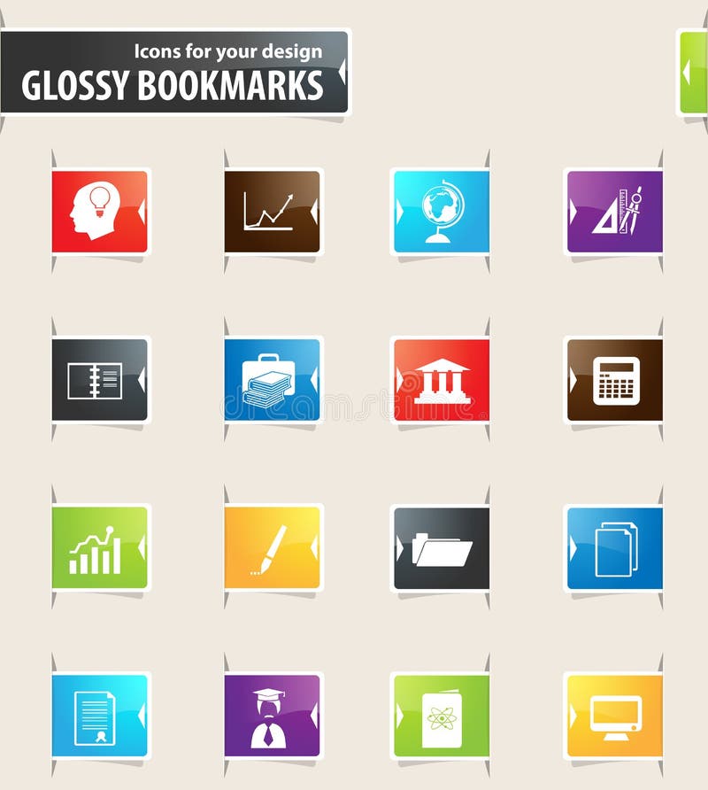 University Bookmark Icons stock vector. Illustration of classroom ...