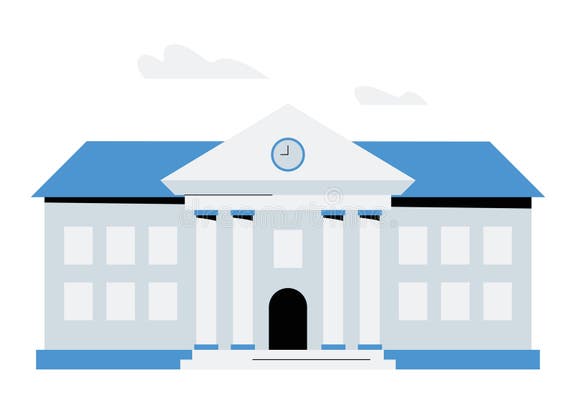 University Building with Classical Columns in Flat Vector Illustration ...