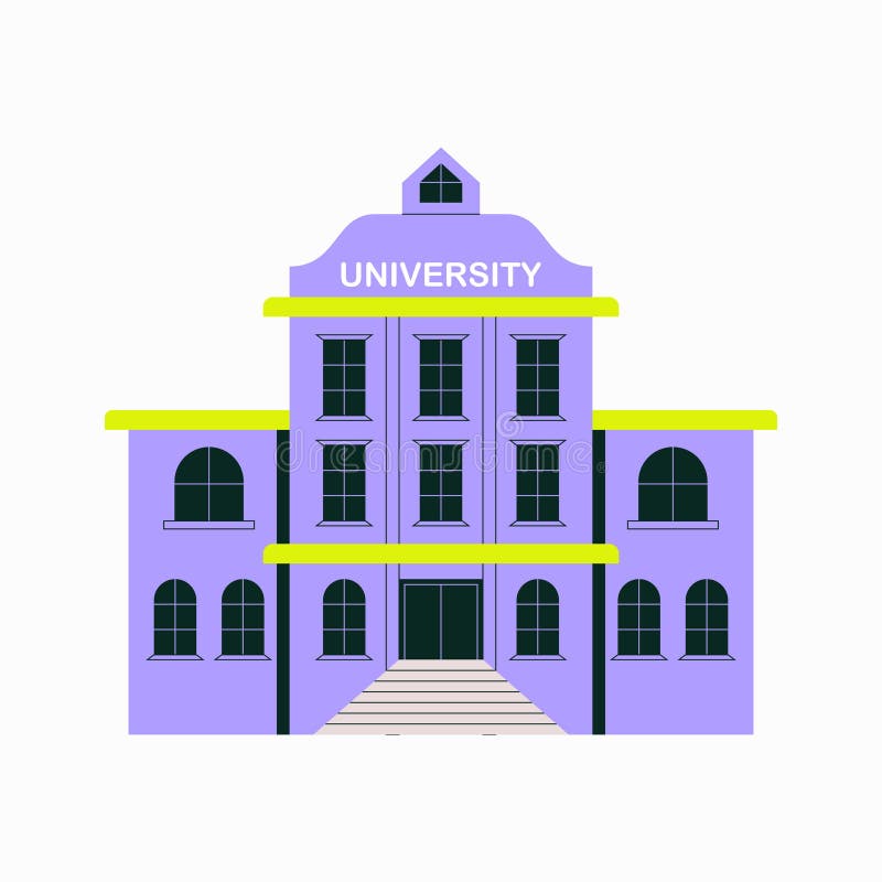 University Building in Flat Vector Illustration Symbolizing Higher ...