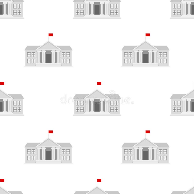 University Building Icon Seamless Pattern Stock Vector - Illustration ...