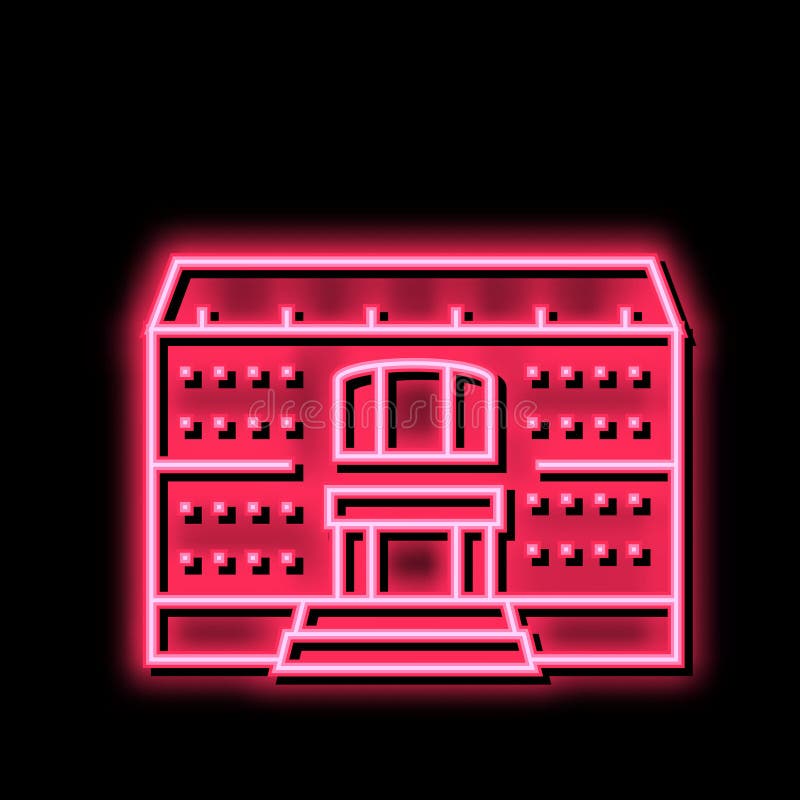 University Building Neon Glow Icon Illustration Stock Vector ...