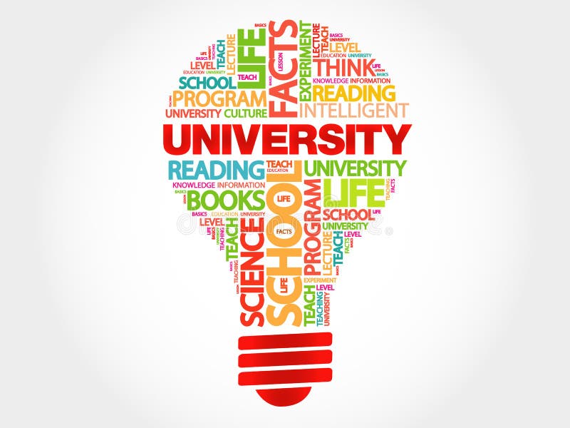 UNIVERSITY bulb word cloud stock illustration. Illustration of language ...