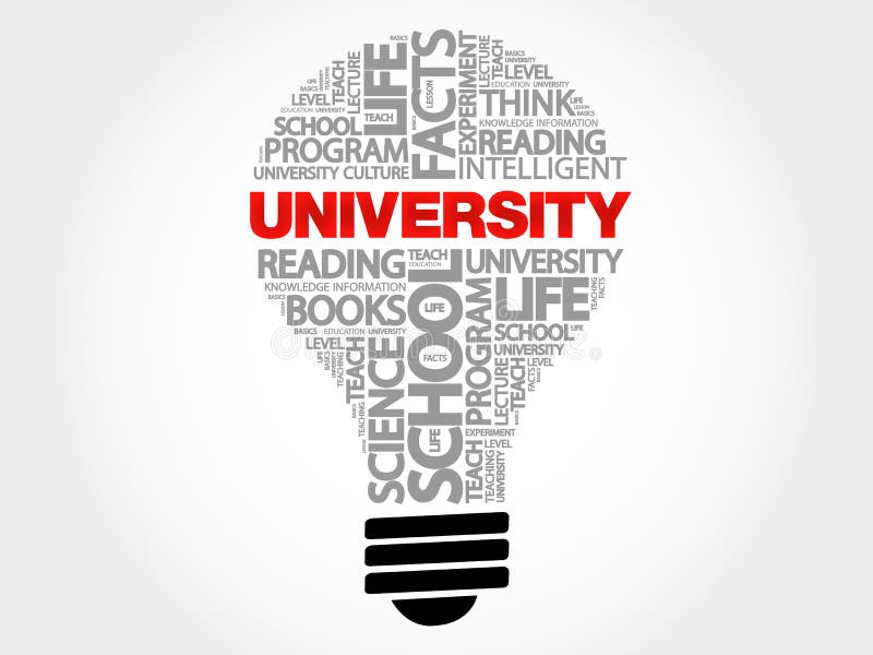 UNIVERSITY bulb word cloud stock illustration. Illustration of learn ...
