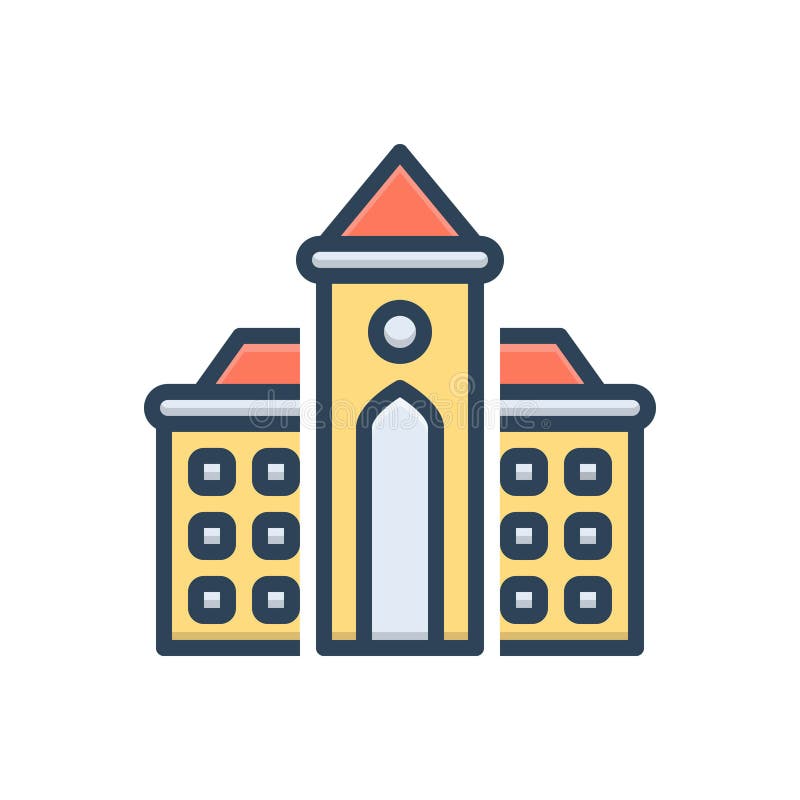 Color Illustration Icon for University Campus, Building and School ...