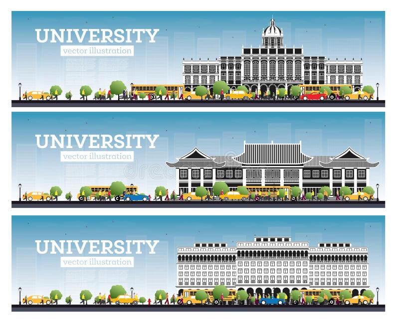 University Campus Set. Study Banners Stock Vector - Illustration of ...