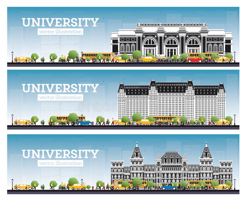 University Campus Set. Study Banners Stock Vector - Illustration of ...