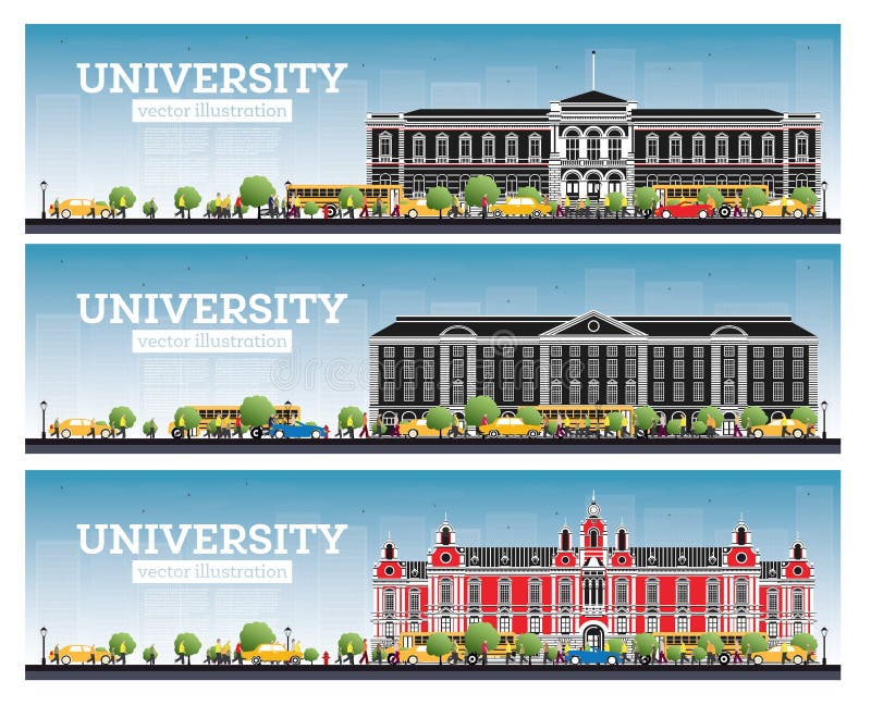 University Campus Set. Study Banners. Vector Illustration Stock Vector ...