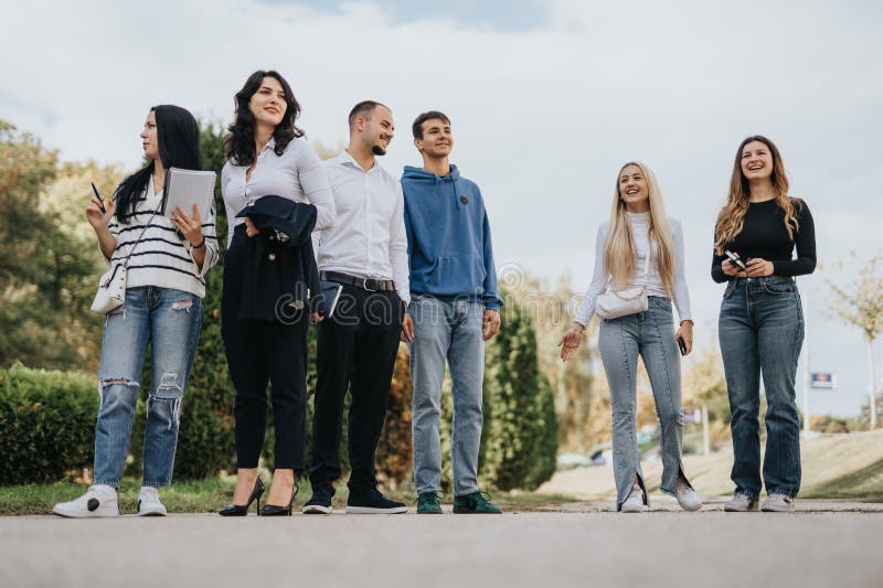 University Colleagues Studying Outdoors, Collaborating on a Faculty ...
