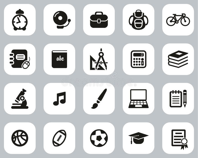 University or College Icons Black & White Flat Design Set Big Stock ...