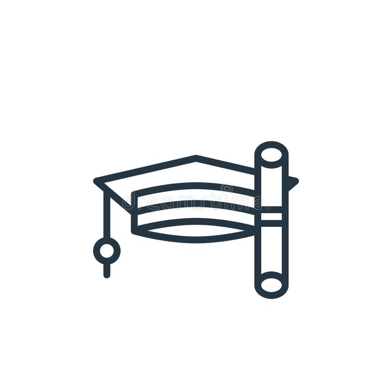 University Degree Vector Icon Isolated on White Background. Outline ...