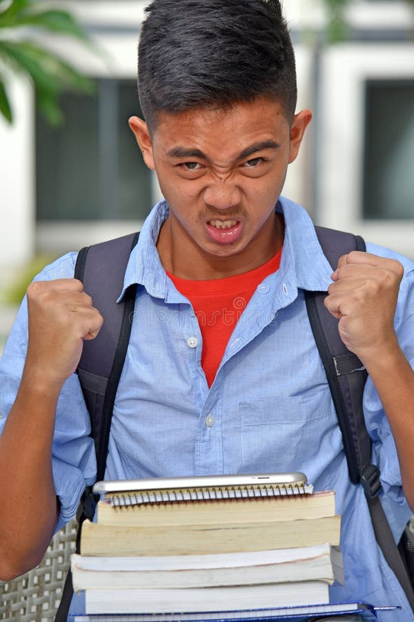 University Diverse Boy Student and Anger Stock Image - Image of rile ...