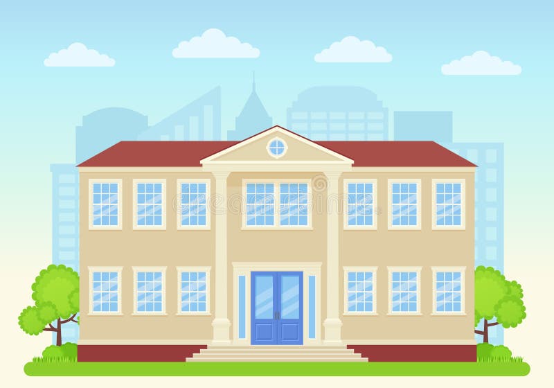 University Facade. Vector Illustration. Building Front View Stock ...