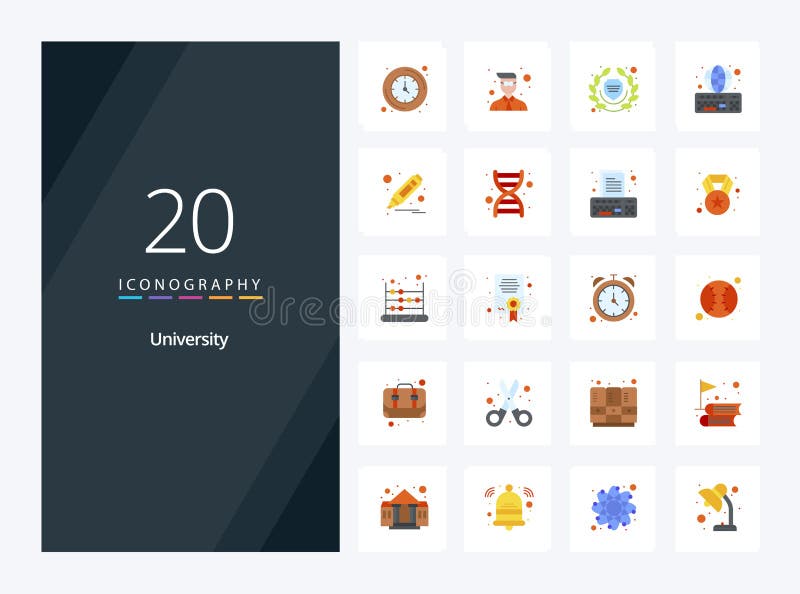 20 University Flat Color Icon for Presentation Stock Vector ...