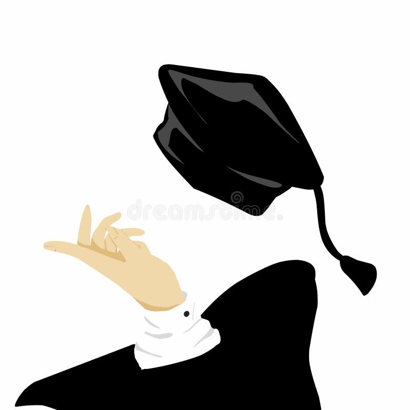 University Graduation Celebration with Throwing Cap Stock Illustration ...