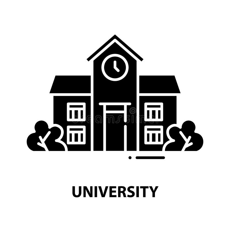 University Icon, Black Vector Sign with Editable Strokes, Concept ...