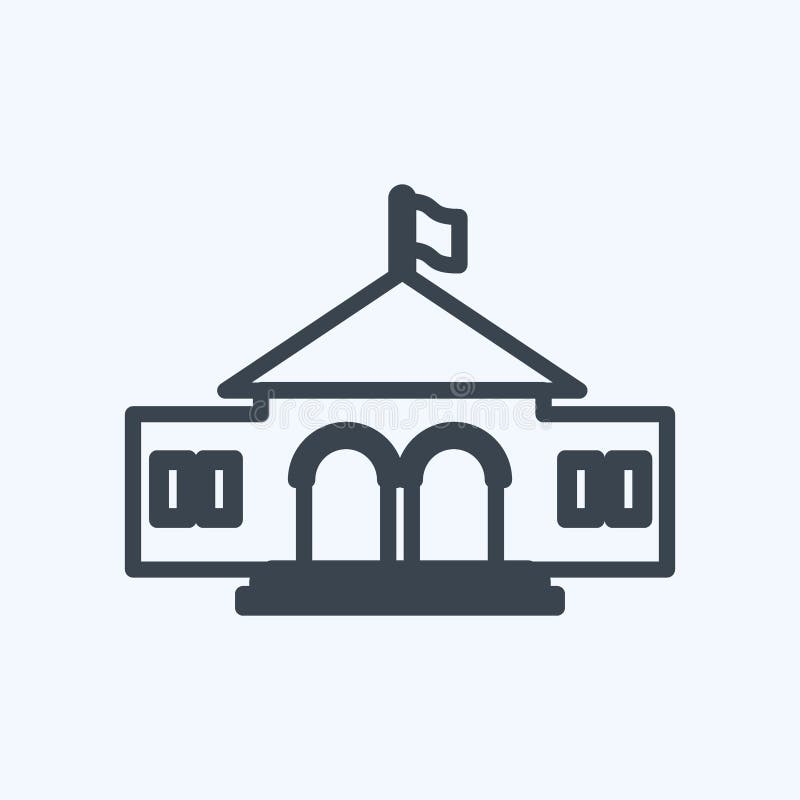 University Icon in Trendy Line Style Isolated on Soft Blue Background ...